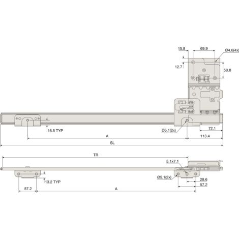 ACCURIDE 1321 Beschlägegarnitur, Länge 456 mm, Stahl schwarz chromatiert