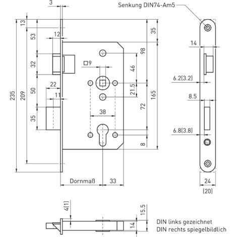 BMH Fluchttürschloss 6013 1-flg. Funktion E/EN 1125, links, Edelstahl ...