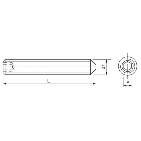 Gewindestifte mit Spitze M6x8 Madenschrauben Innensechskant ISO4027, Edelstahl A2 - 200 Stück