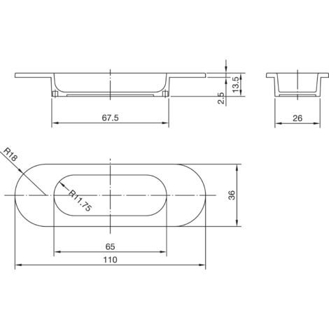 Estamp Griffmuschel Zalya Breite 110mm - Griff für Schiebetür ...