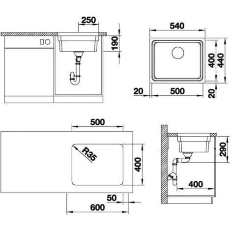 Blanco Etagon 500 - Edelstahlspüle, 54x44 cm, mit Schienen 521841