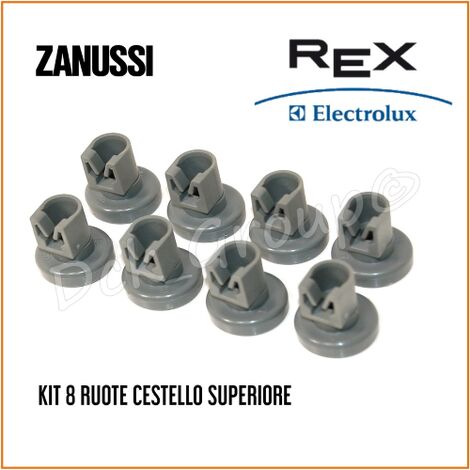 Kit 8 Ruote Cesto Cestello Superiore REX ELECTROLUX Per Lavastoviglie ...