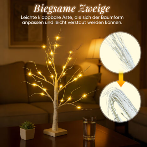 LED Baum Lichter Warmweiß Birkenbaum 1PC 60cm LED Lichterbaum Innen mit ...