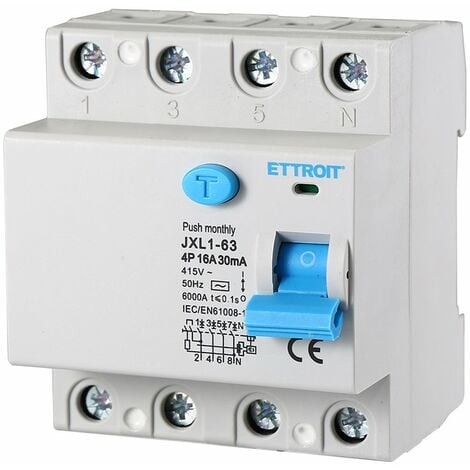Interruttore Salvavita Differenziale Puro 4P 16A 6kA 30mA 380V 2 pezzi