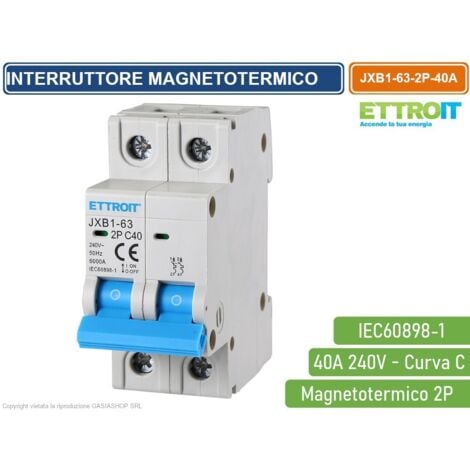 Interruttore Magnetotermico Automatico 40A 2P 220V Salvavita Stotz