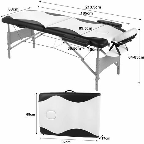 Table de massage pliante 2 zones creme avec housse de transport Zen ...