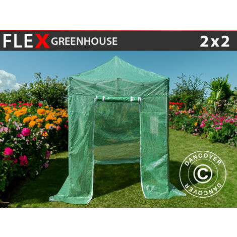 Serre FleX 2x2m, PE, Transparent/Vert