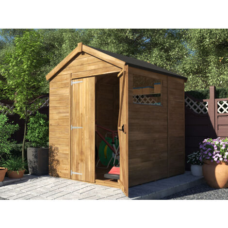 Dunster House Wooden Shed 1.8m x 1.8m Pressure Treated Outdoor Garden ...