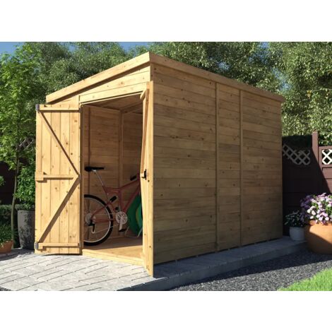 Dunster House Wooden Shed Garden Storage 1.8m x 3m Pressure Treated No ...