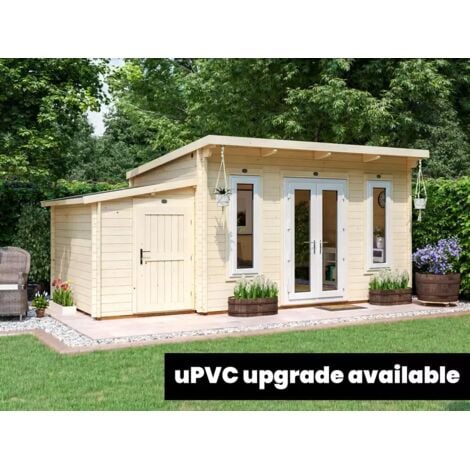 Dunster House Log Cabin Garden Office 5.5 x 3 Metres Summerhouse ...