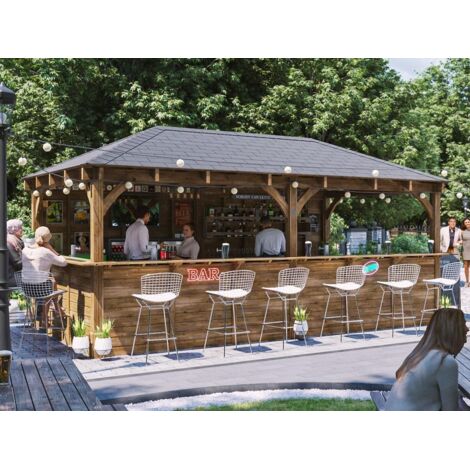 Garden Bar Wooden Outdoor Pub Shed Gazebo Kiosk Counter Heavy Duty ...