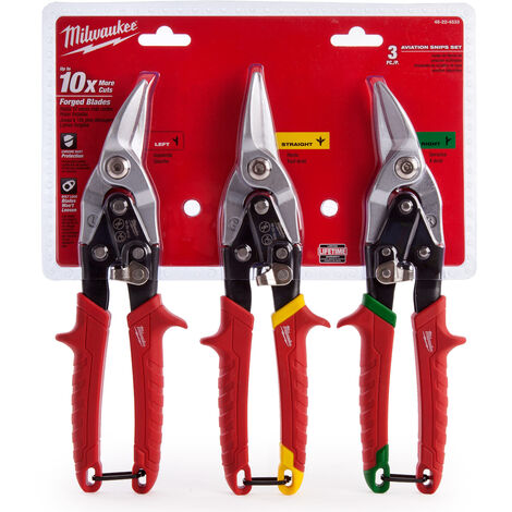Milwaukee 48224533 Metal Snips Left, Right & Straight Cut Pack of 3