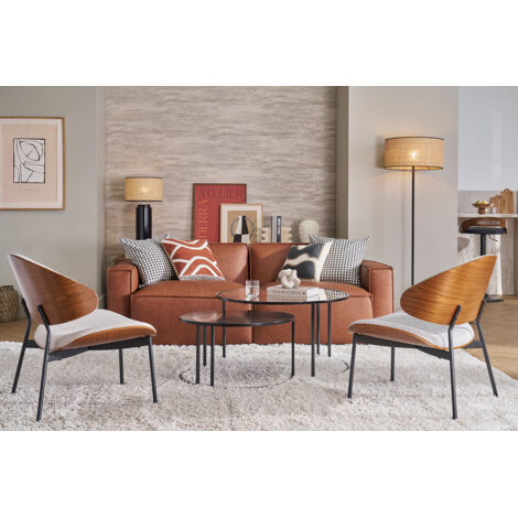 Module d'angle droit pour canapé en cuir marron SPLIT