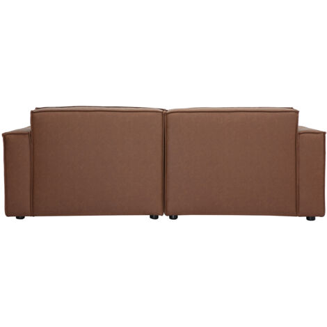 Canapé modulable vintage 3 places en cuir marron SPLIT