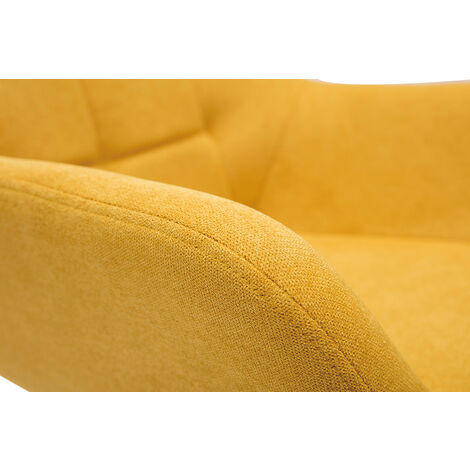 Fauteuil pivotant design en tissu effet velours jaune moutarde et métal ...