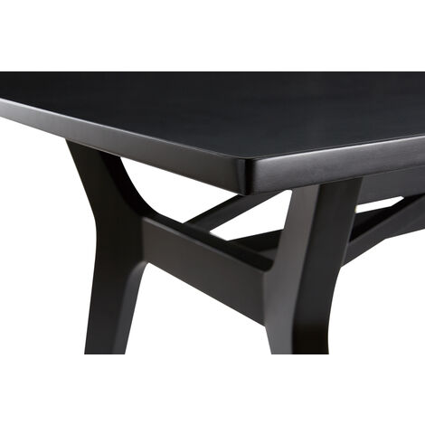 Table extensible rallonges intégrées rectangulaire en bois noir L180-220 cm FOSTER