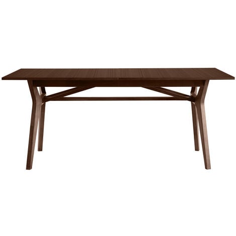Table extensible rallonges intégrées rectangulaire bois foncé noyer L180-220 cm FOSTER
