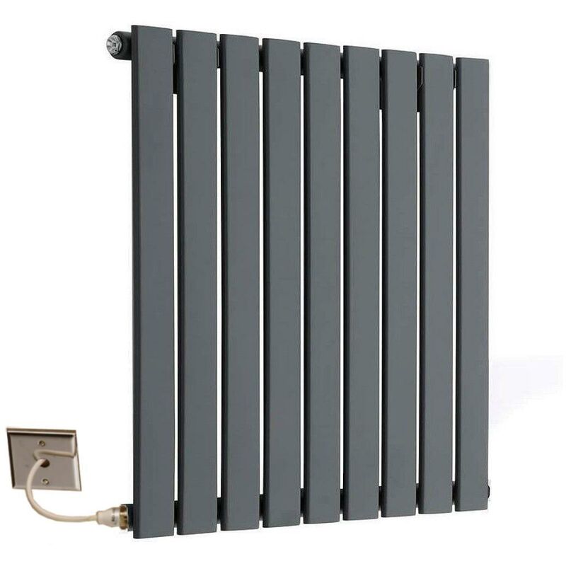 Single Electric Flat Panel Radiator Anthracite 600mm High 408mm Wide