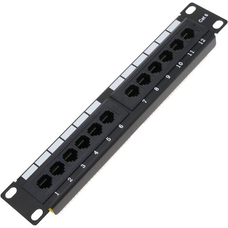 RackMatic - Patch panel 10" para armario rack 12-Port RJ45 Cat.6 UTP 1U