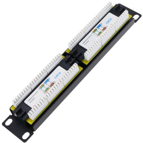 RackMatic - Patch panel 10" para armario rack 12-Port RJ45 Cat.6 UTP 1U