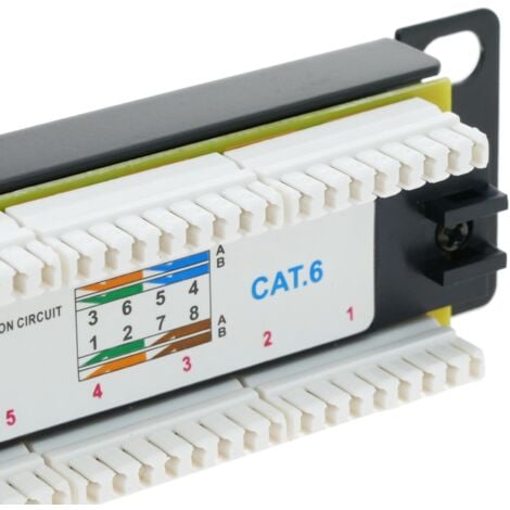 RackMatic - Patch panel 10" para armario rack 12-Port RJ45 Cat.6 UTP 1U