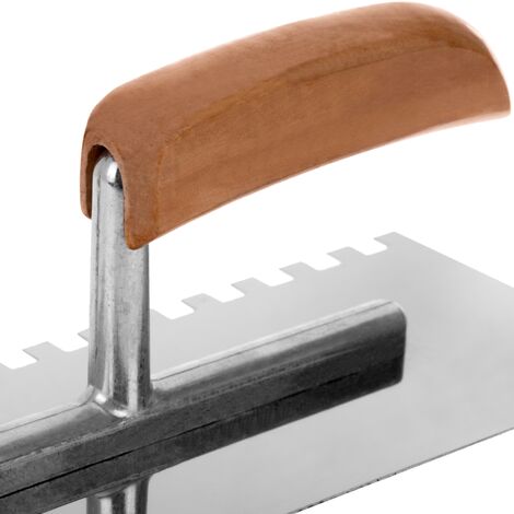 PrimeMatik - Llana con mango de madera rectangular dentada 240x100mm