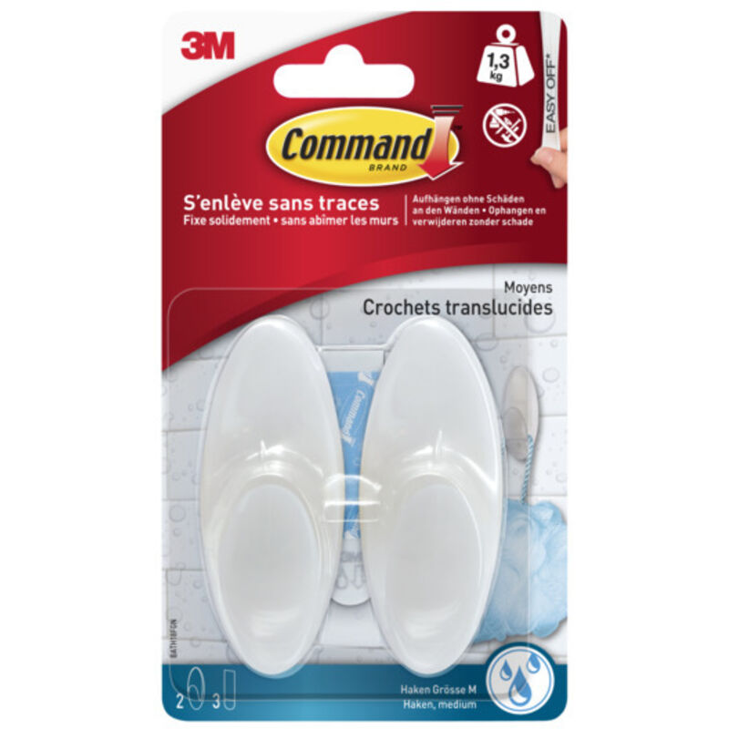 3M Crochet Medium Command (L x l x H) 86 x 35 x 29 mm blanc Contenu: 2 ...