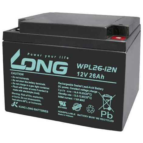 Long WPL26-12N-M WPL26-12N-M Batterie au plomb 12 V 26 Ah plomb (AGM) (l x H x P) 166 x 125 x ...
