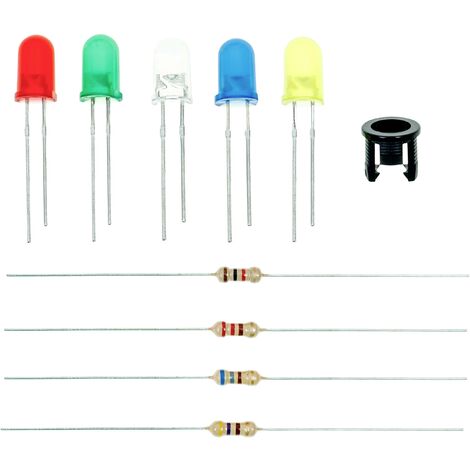 Quadrios Assortiment de LEDs rouge, vert, jaune, bleu, blanc froid ...