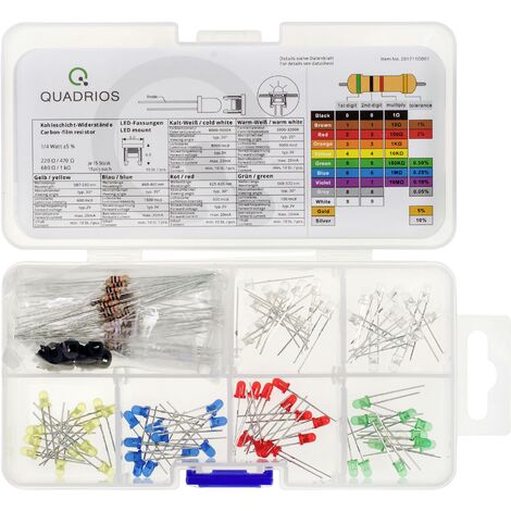 Quadrios Assortiment de LEDs rouge, vert, jaune, bleu, blanc froid ...
