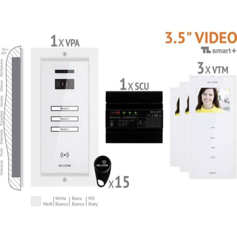 Bellcome Interphone vidéo filaire Set complet 3 foyers blanc X764641