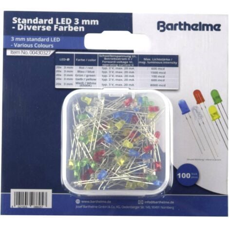 Barthelme 00430327 Assortiment de LEDs rouge, bleu, vert, jaune, blanc ...