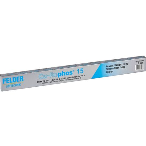 Felder "Cu-Rophos 15" Étain à souder tige CuP 284 1 kg 2 mm A581552