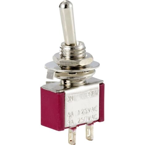 TRU COMPONENTS TC-12813684 Interrupteur à levier 125 V/AC, 250 V/AC 6 A 1 x On/Off à accrochage ...