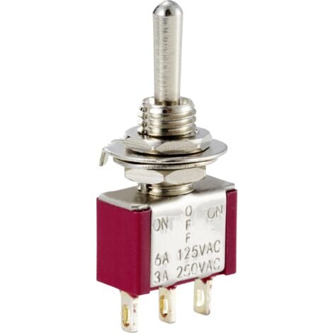 TRU COMPONENTS TC-12819612 Interrupteur à levier 125 V/AC, 250 V/AC 6 A 1 x (On)/Off/(On) à ...