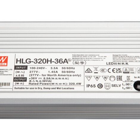 Driver LED Mean Well HLG-320H-36A pour eclairage industriel et ...