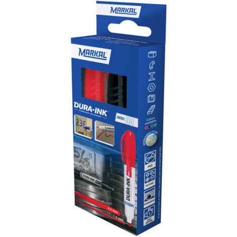 Markal DURA-INK CHISEL 22244 Marqueur permanent rouge, noir résiste à l ...