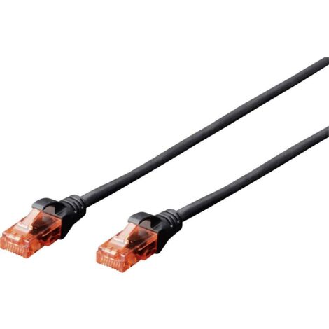 Digitus DK-1617-050/B-BK RJ45 Câble réseau, câble patch CAT 6 U/UTP 5.00 m noir avec cliquet d ...