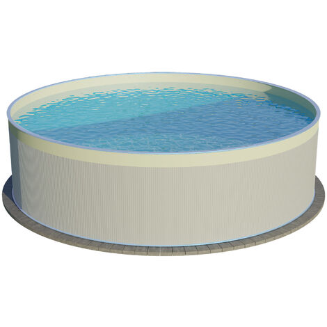 Stahlwandpool rund 450x120 cm, Stahl 0,4 mm weiß, Folie 0,3 mm sand ...