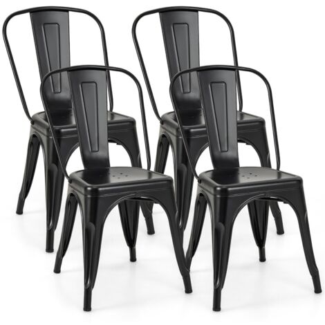 45cm High Back Bar Stools Set of 4 Metal Counter Height Barstool