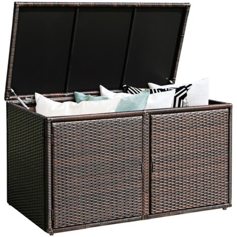Outdoor PE Wicker Storage Box 330L Garden Patio Storage Container