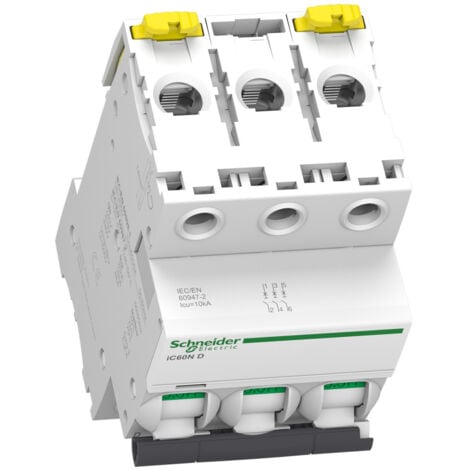 Disjoncteur modulaire tripolaire Schneider Acti9 iC60N 32A courbe D