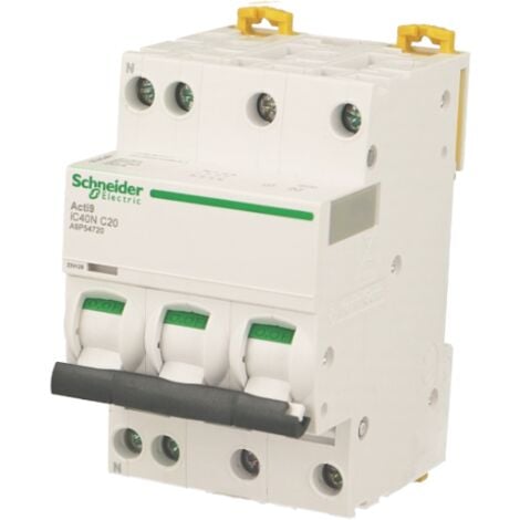 Disjoncteur modulaire tétrapolaire compact Schneider Acti9 iC40N 40A courbe C
