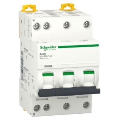 Disjoncteur modulaire tétrapolaire compact Schneider Acti9 iC40N 40A ...