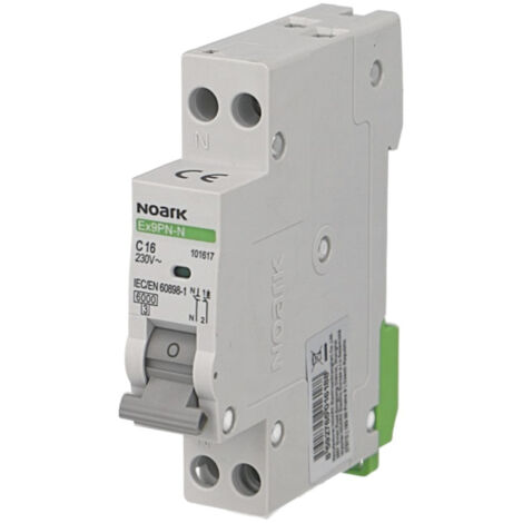 Disjoncteur modulaire phase neutre 10A courbe C 6kA Noark Ex9PN-N