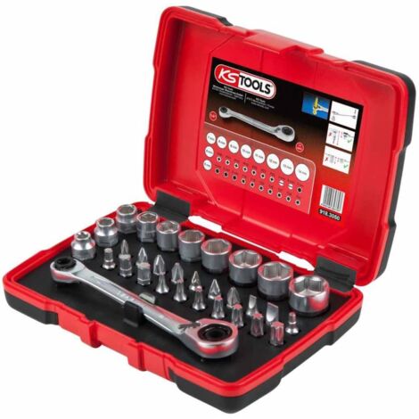 KS TOOLS set of 5 to 14mm drive-through sockets and 1/4" screwdriver ...