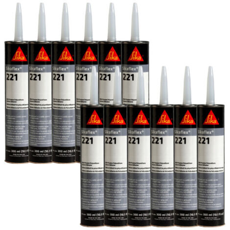 Set of 12 SIKA Sikaflex 221 Multipurpose Adhesives - White - 300ml
