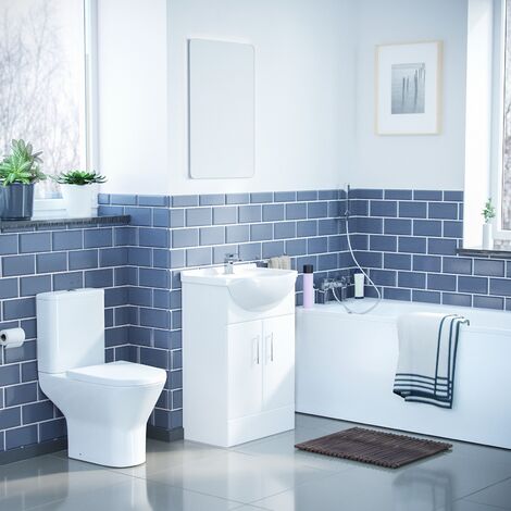 Senore 1700 Bath with Vanity Unit and Close Coupled WC Toilet Bathroom ...