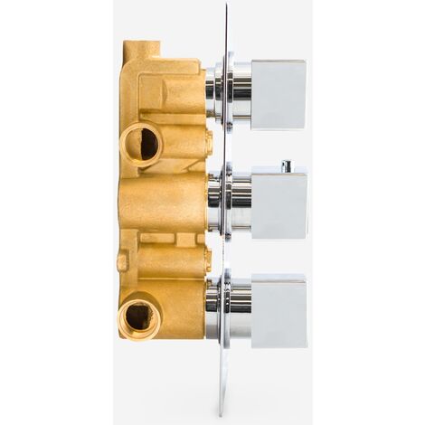 OLIVE 3 Dial 3 Outlet Concealed Thermostatic Shower - Square- Refined valve