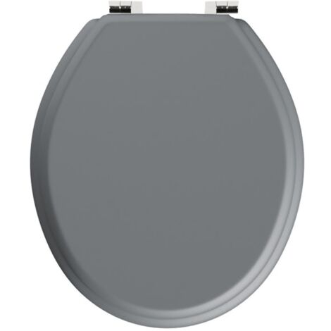 Gorge Oval Shaped Light Grey WC Toilet Seat and Top Fixings